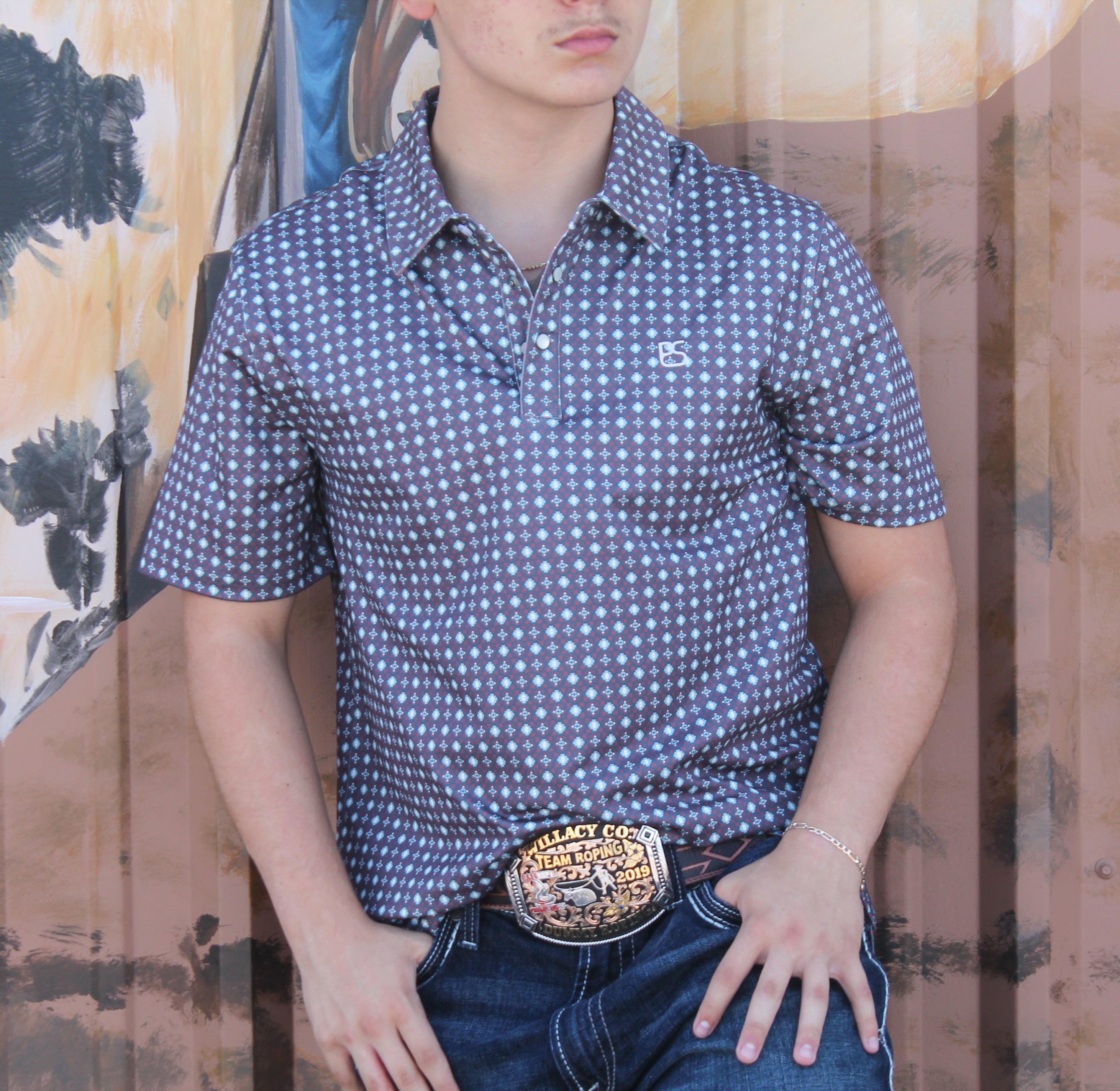 Panhandle Slim Geo Polo- Dark Grey⭐️ – Triple A Farm & Ranch, LLC