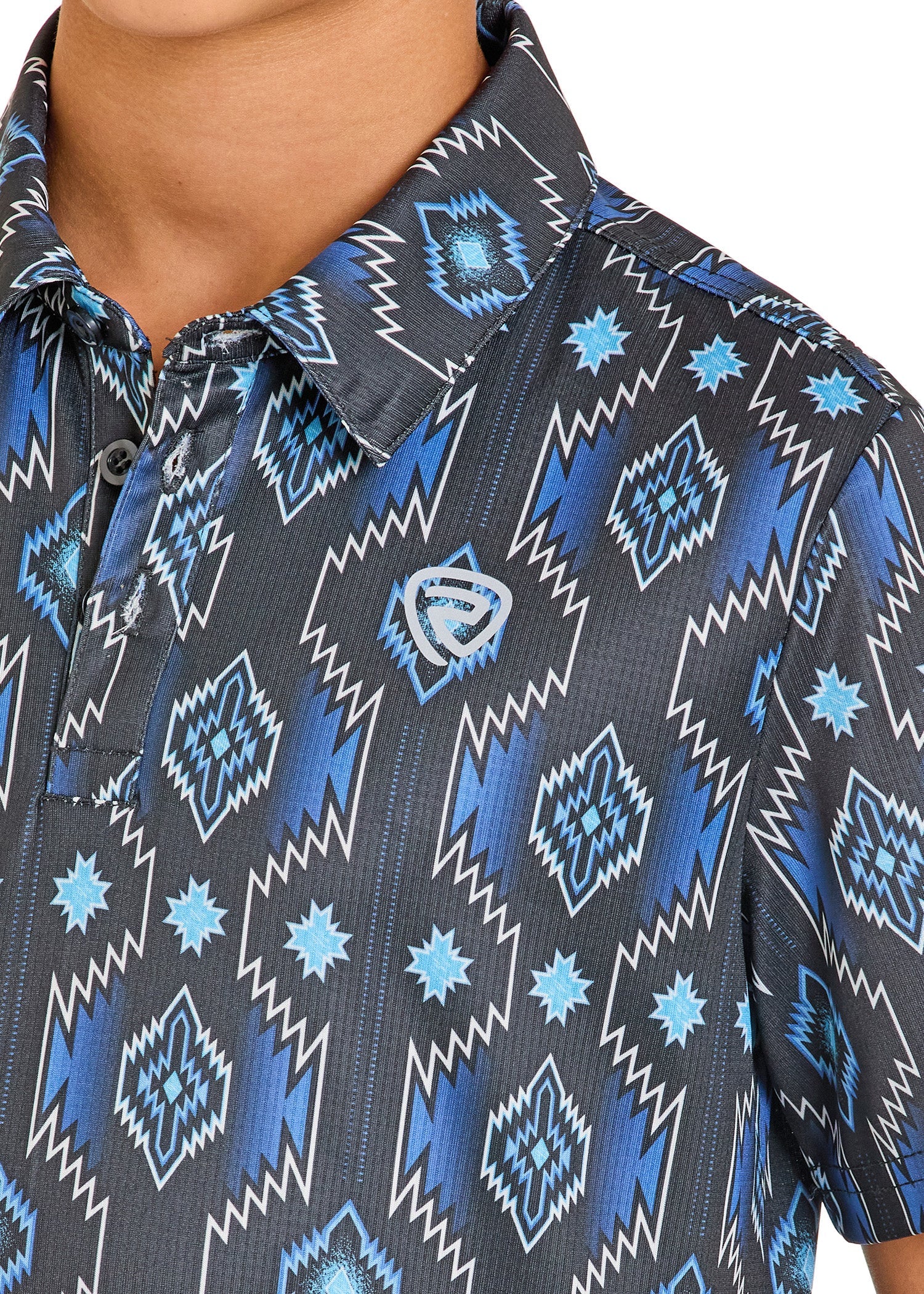 ROCK & ROLL BOYS' BLUE DIAMOND AZTEC POLO – Triple A Farm & Ranch, LLC